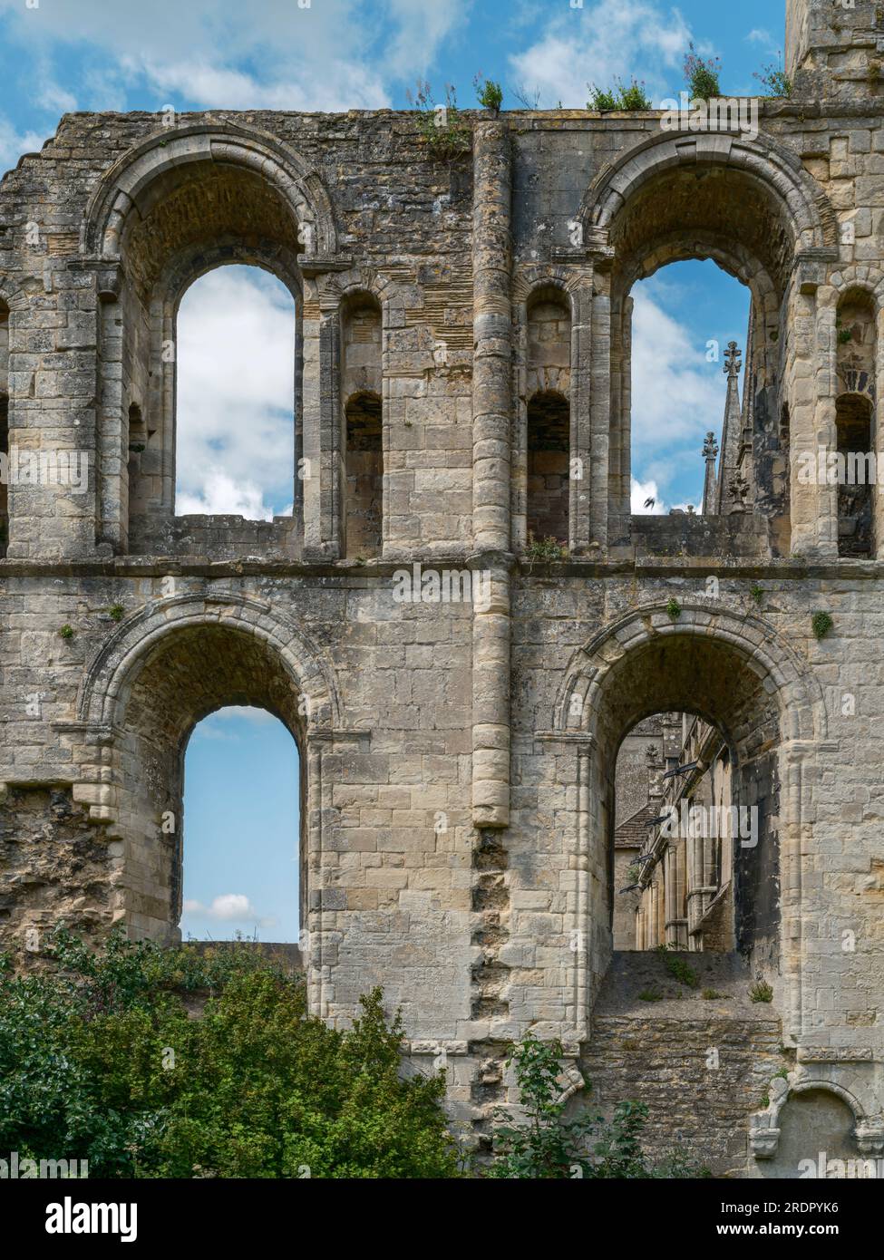 A detail from one aspect of the historic abbey in the Cotswold market ...
