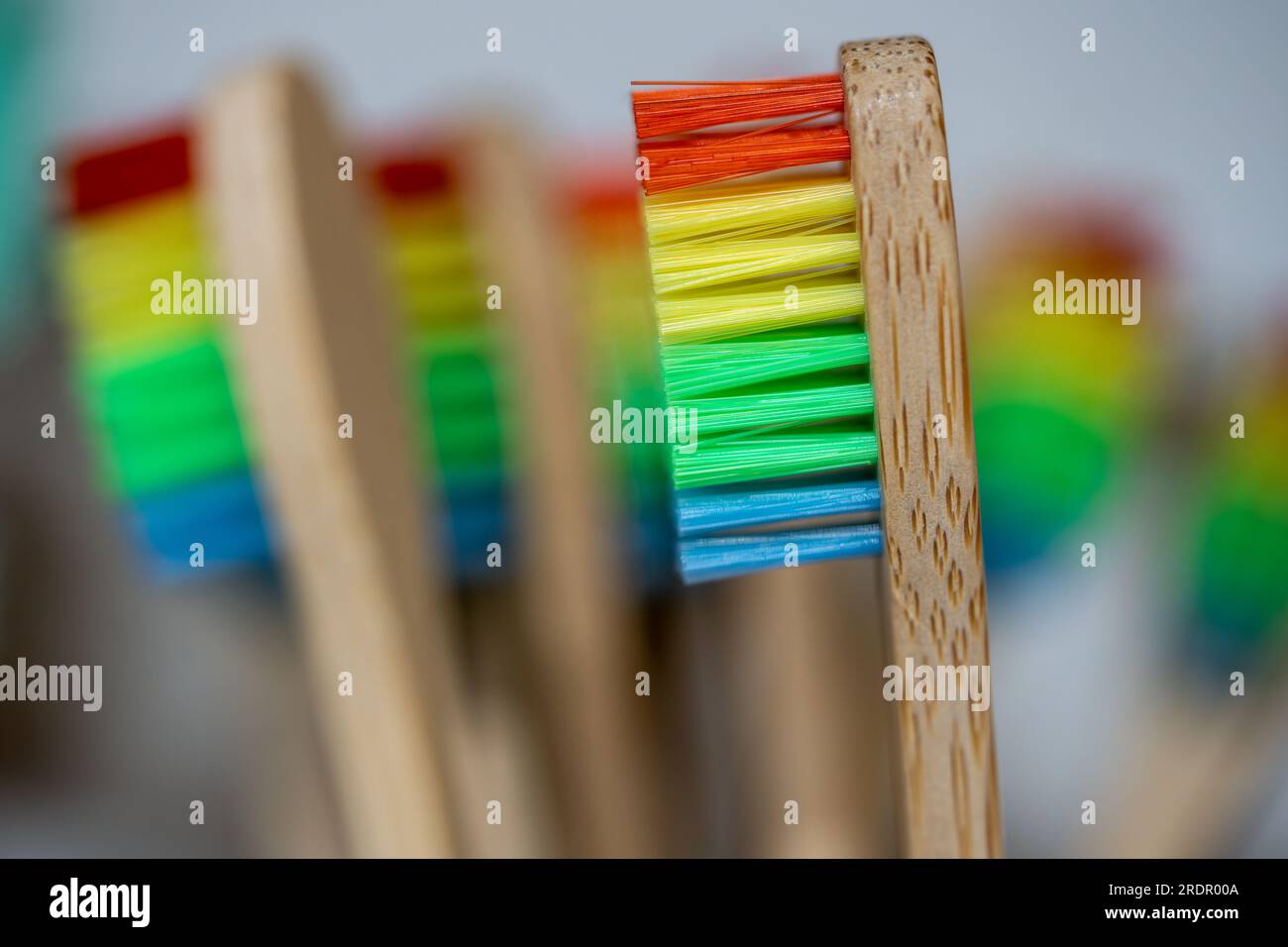 Eco friendly toothbrushes made of bamboo with recycled plastic bristles ...
