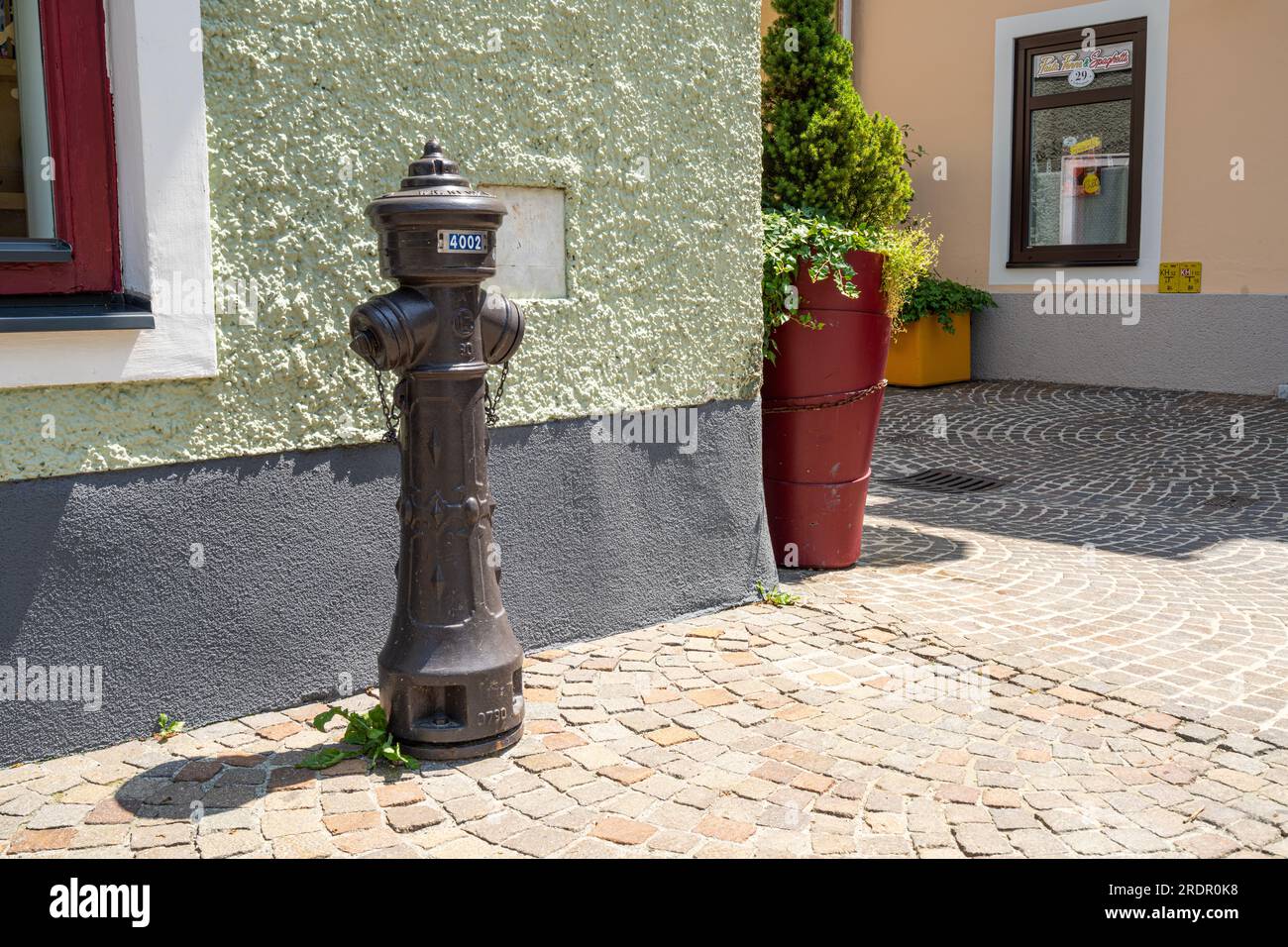 Villach, Austria. July 18 2023. a fire hydrant on a street in the city ...
