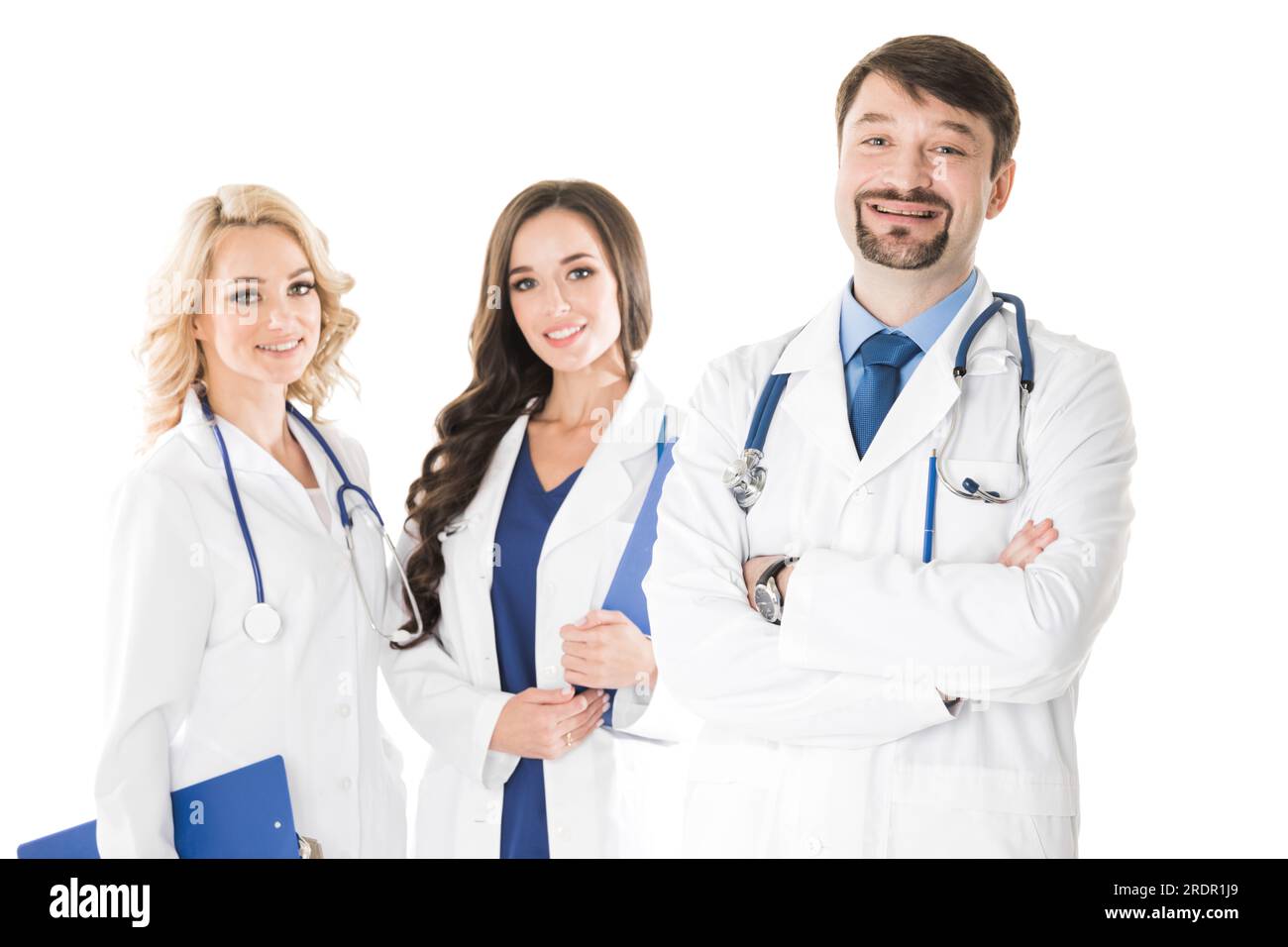 Medical doctors group isolated on white background Stock Photo - Alamy
