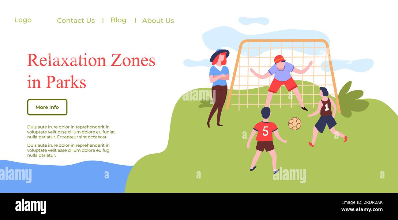 Outdoors activities in recreation zones in park. Children playing ...