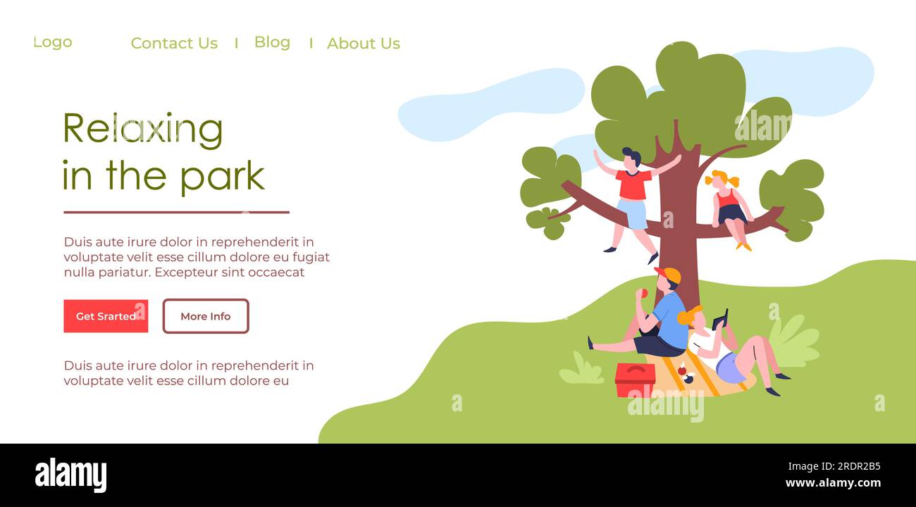 Kids sitting under tree outdoors Stock Vector Images - Alamy