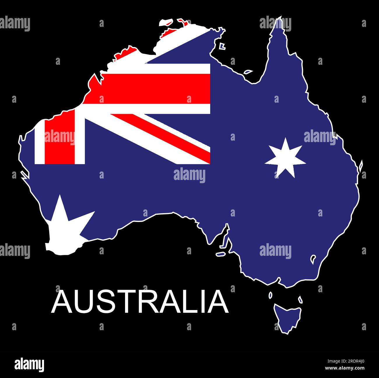 Silhouette map of Australia over a black backgroundinset with the ...