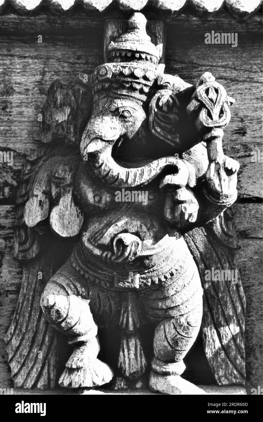 old vintage 1900s black and white picture of Indian Lord Ganesh ...