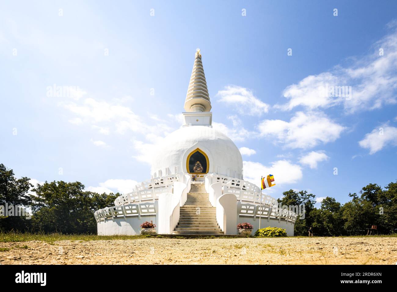 White Stupa, Temple of Peace, Buddhism religion in Hungary at Lake ...