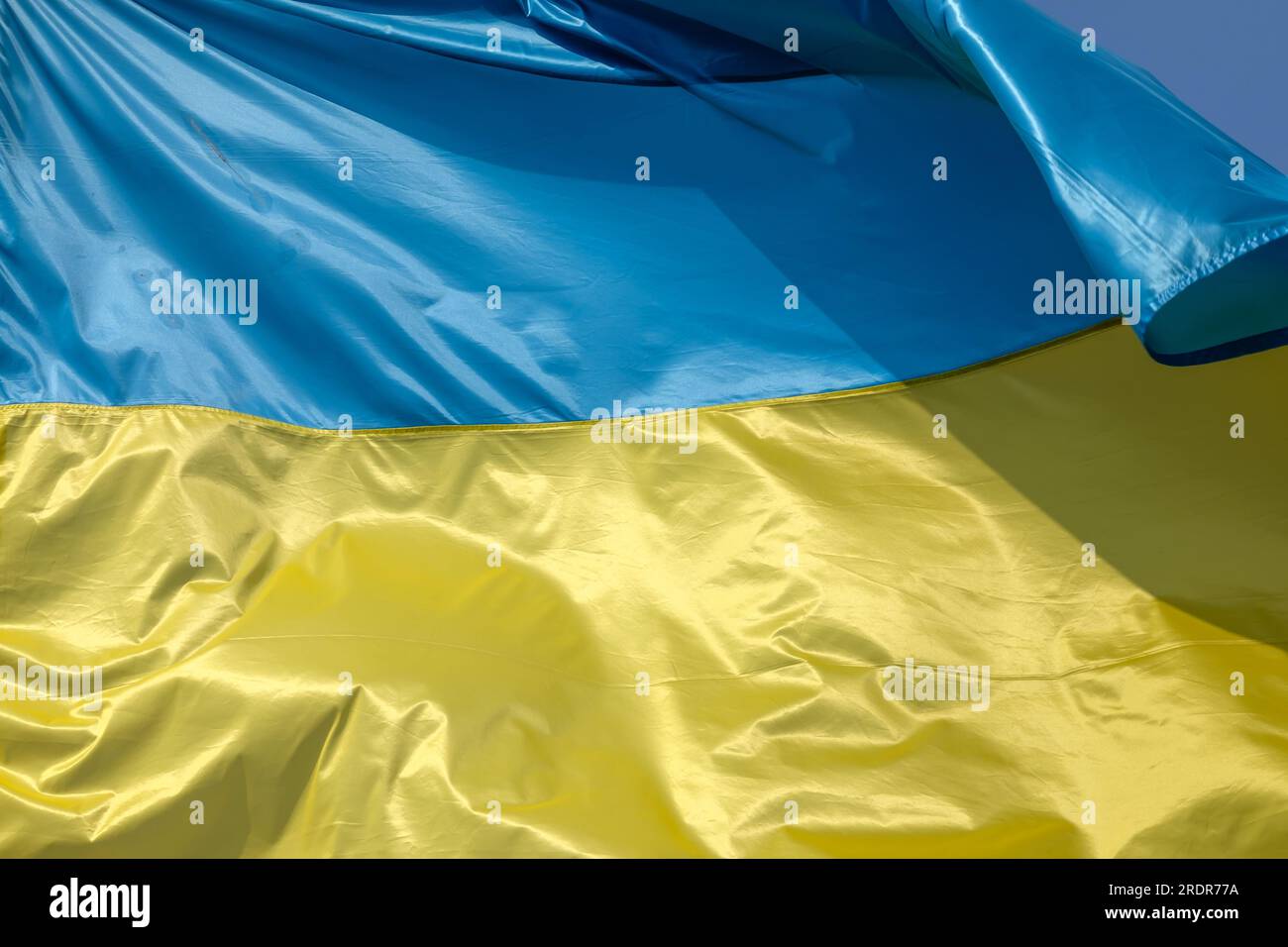 View of the national flag of Ukraine waving in the wind Stock Photo - Alamy