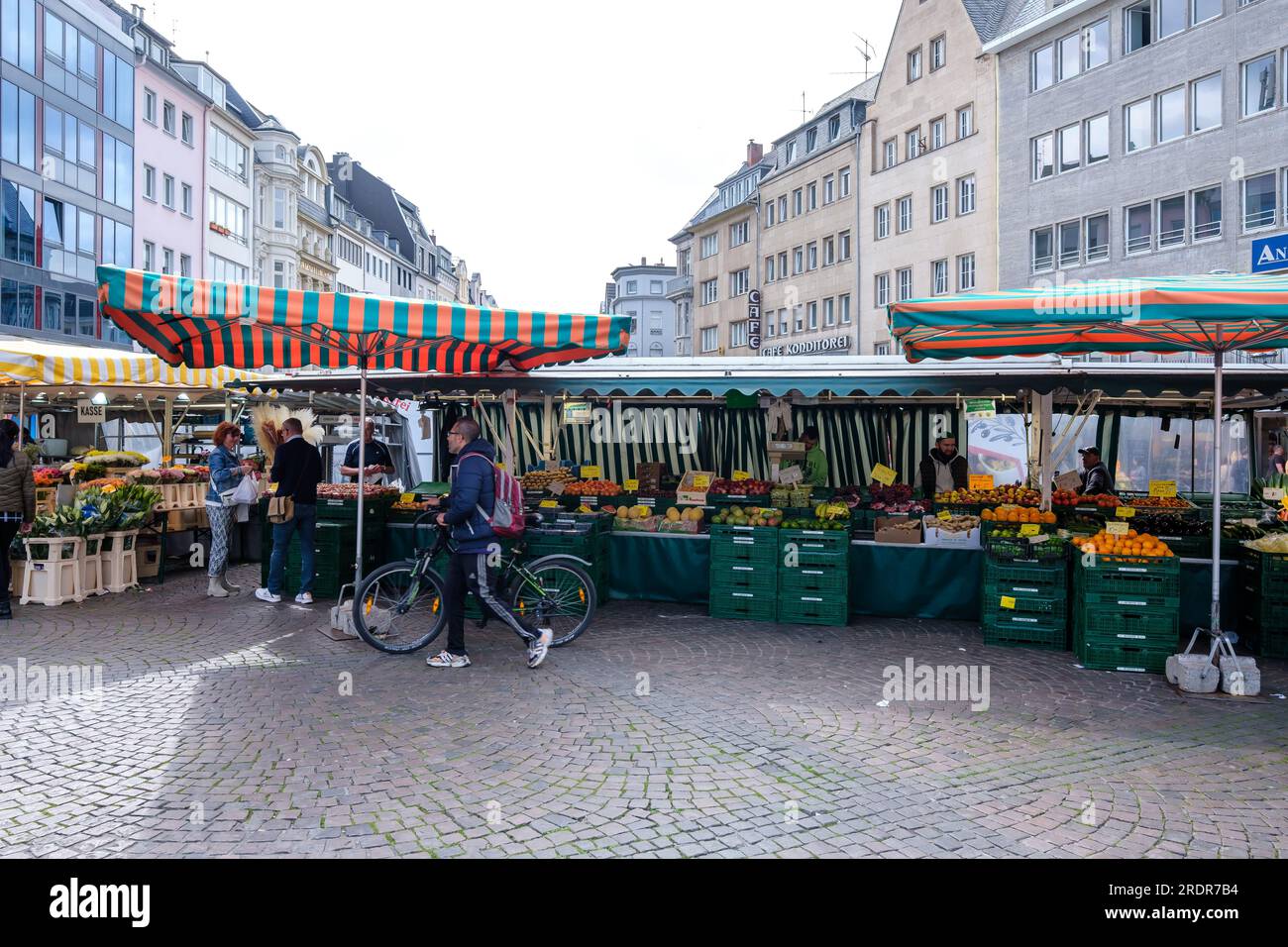 Bonn, Germany - May 19, 2023 : View of an outdoor market selling fresh ...