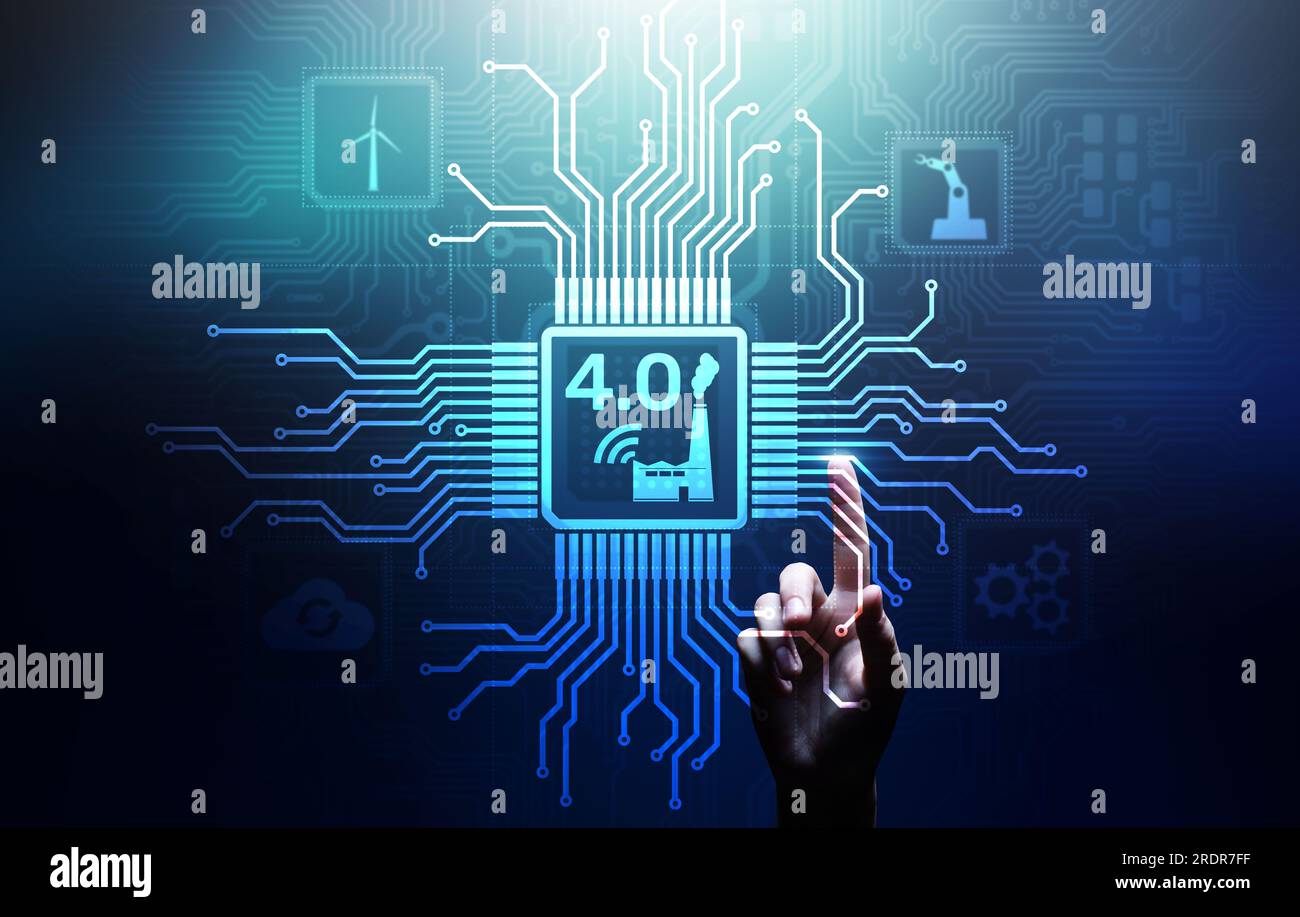 Smart industry 4.0 innovation automation technology concept on virtual ...