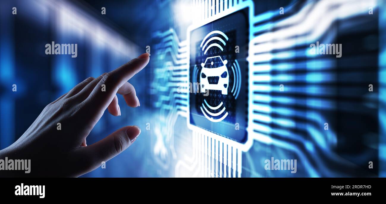 Smart car IOT and modern automation technology concept on virtual ...