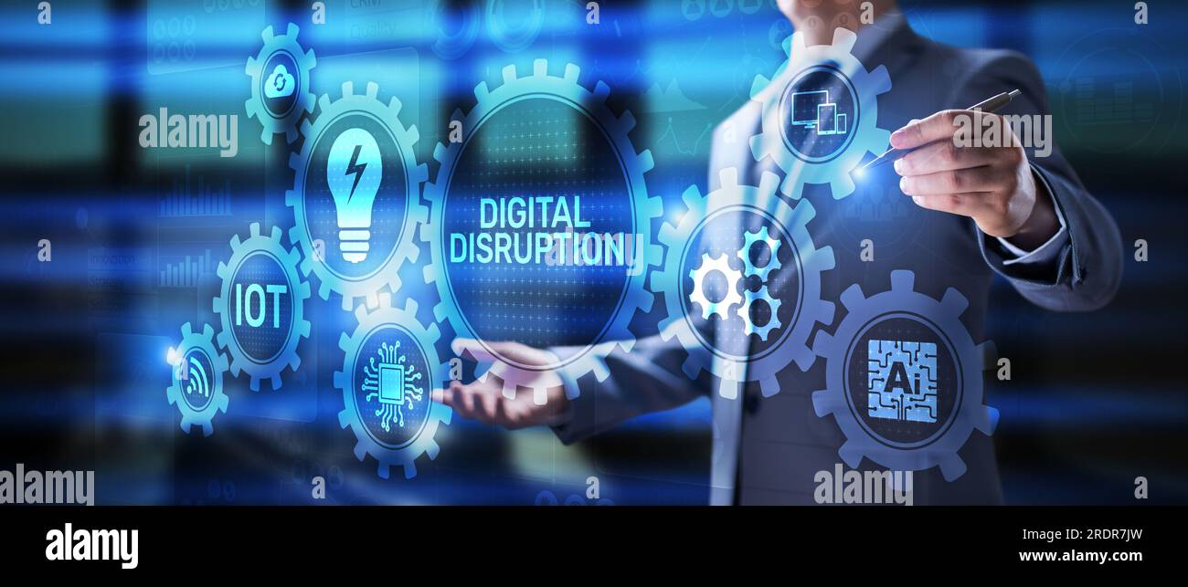 Digital disruption transformation digitalization innovation technology business concept Stock ...