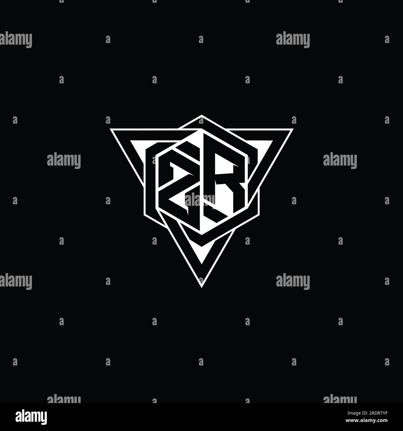 ZR Letter Logo monogram hexagon shape with triangle geometric outline ... ZR Letter Logo monogram hexagon shape with triangle geometric outline ...