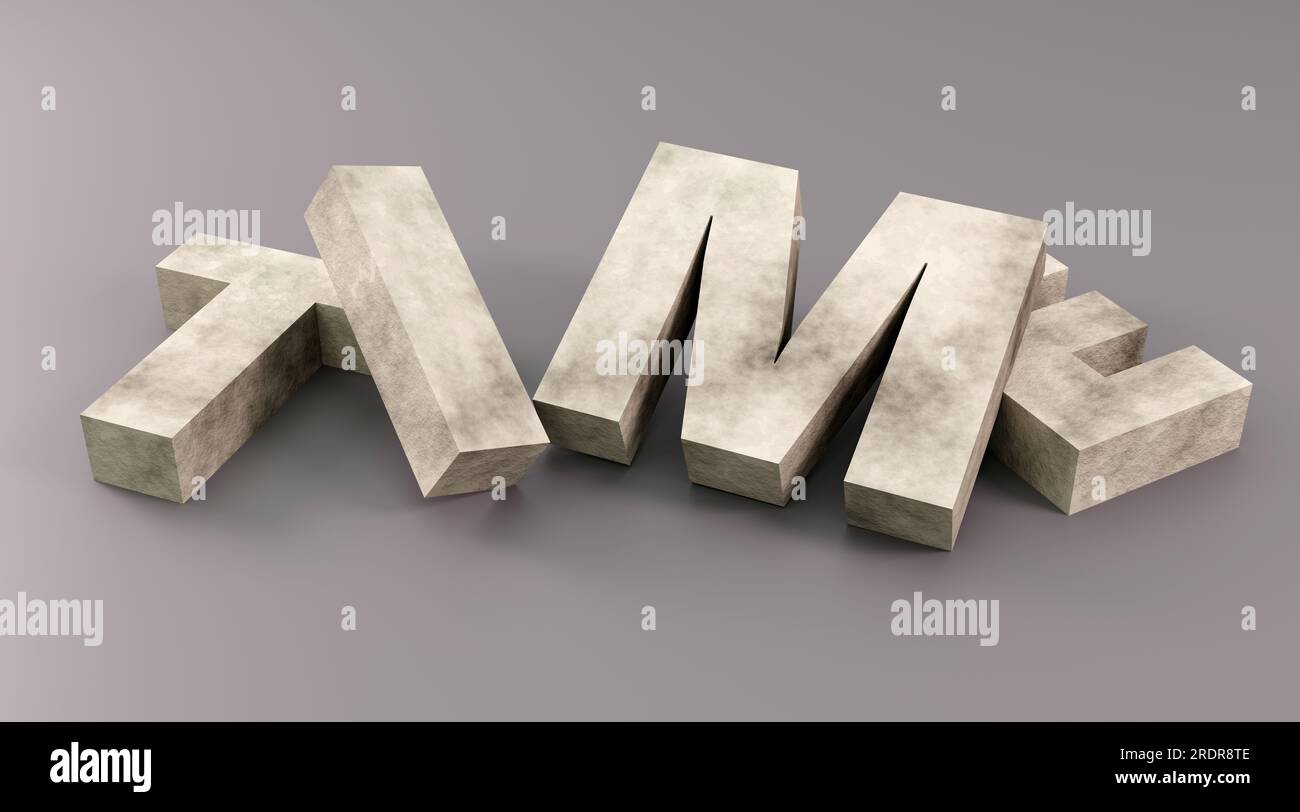 3d Concrete sign fallen time on grey background illustration concept ...