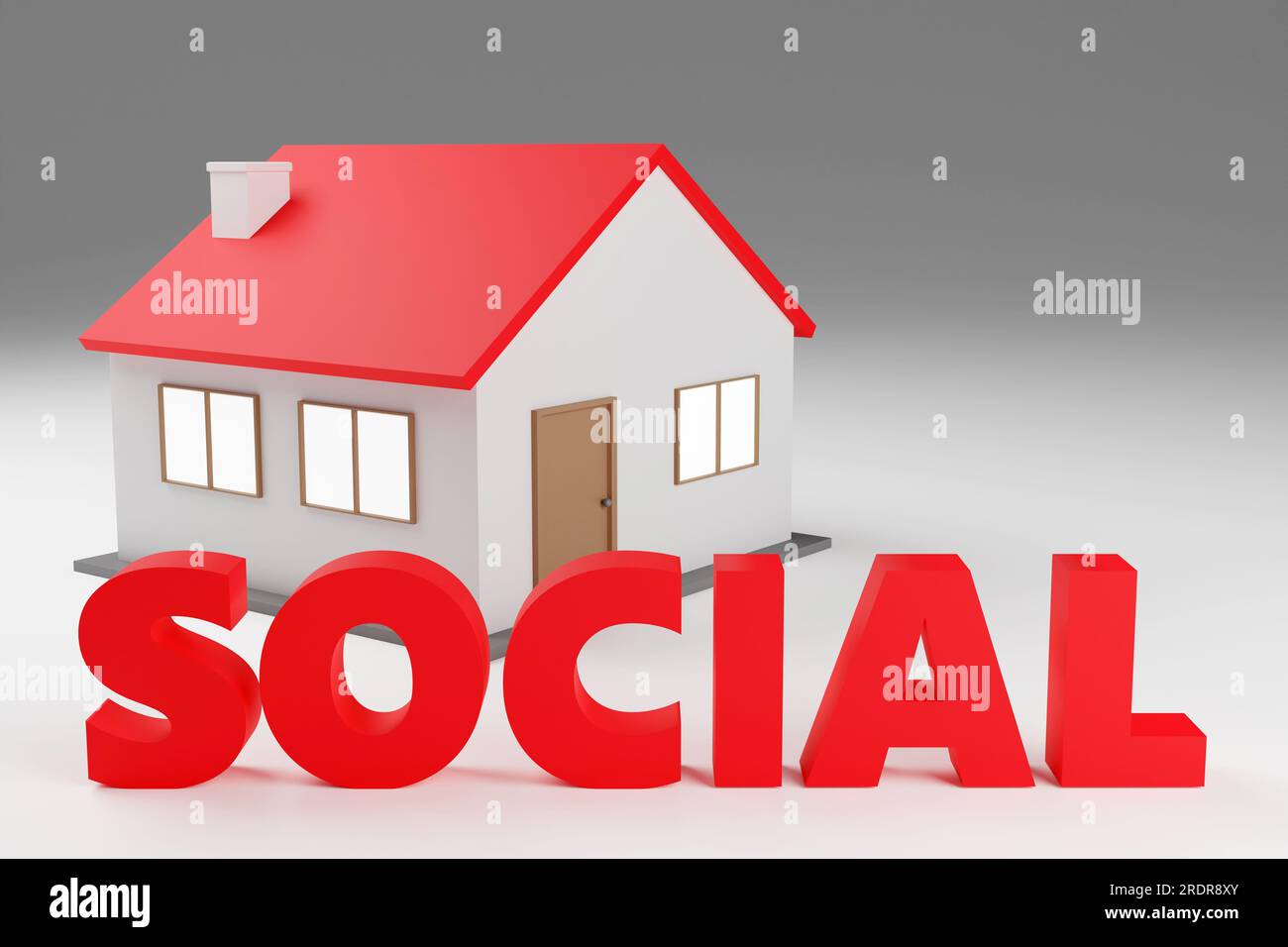 3d rendered house letters social housing on a white background Stock ...
