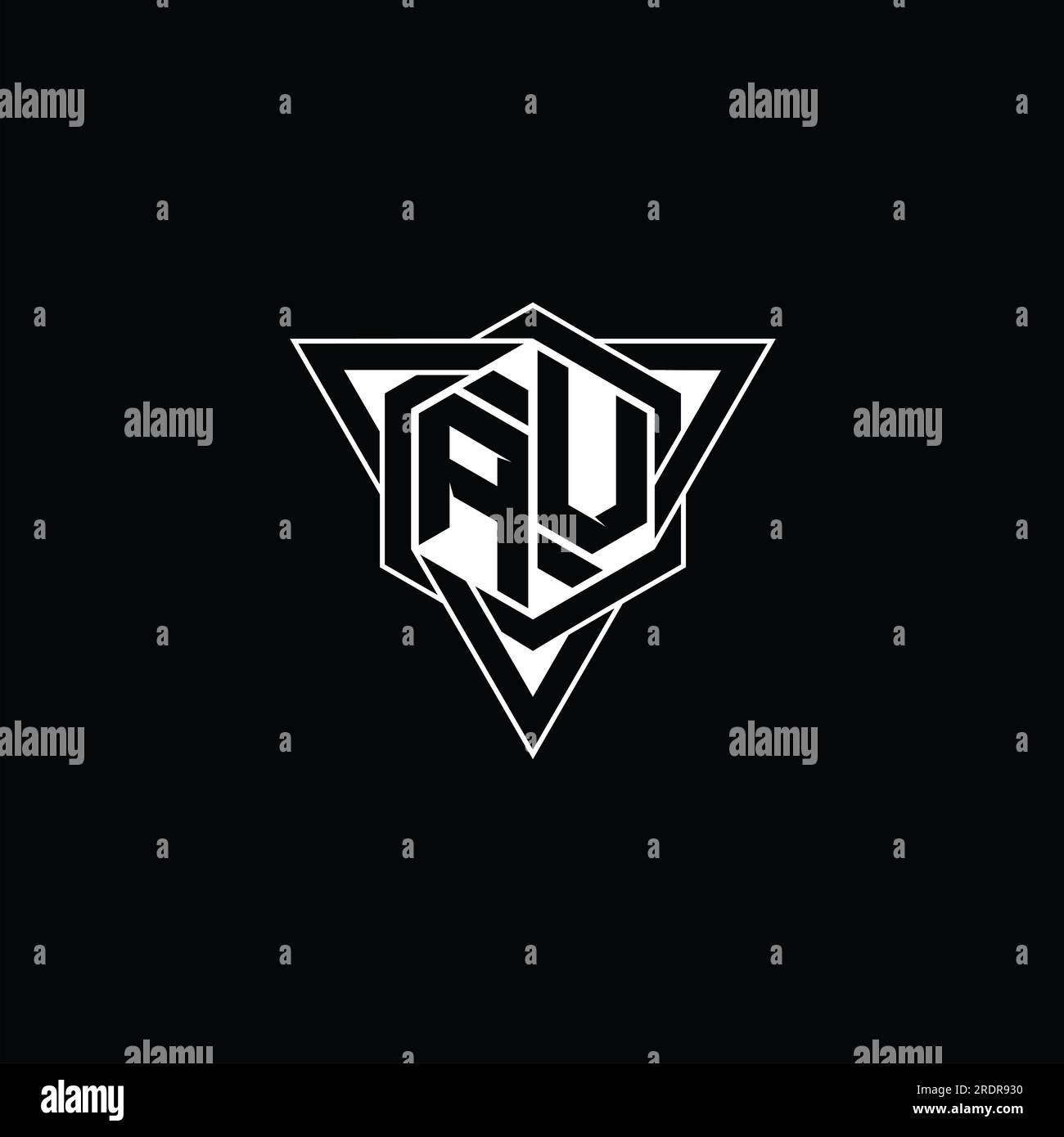 AV Letter Logo monogram hexagon shape with triangle geometric outline ...