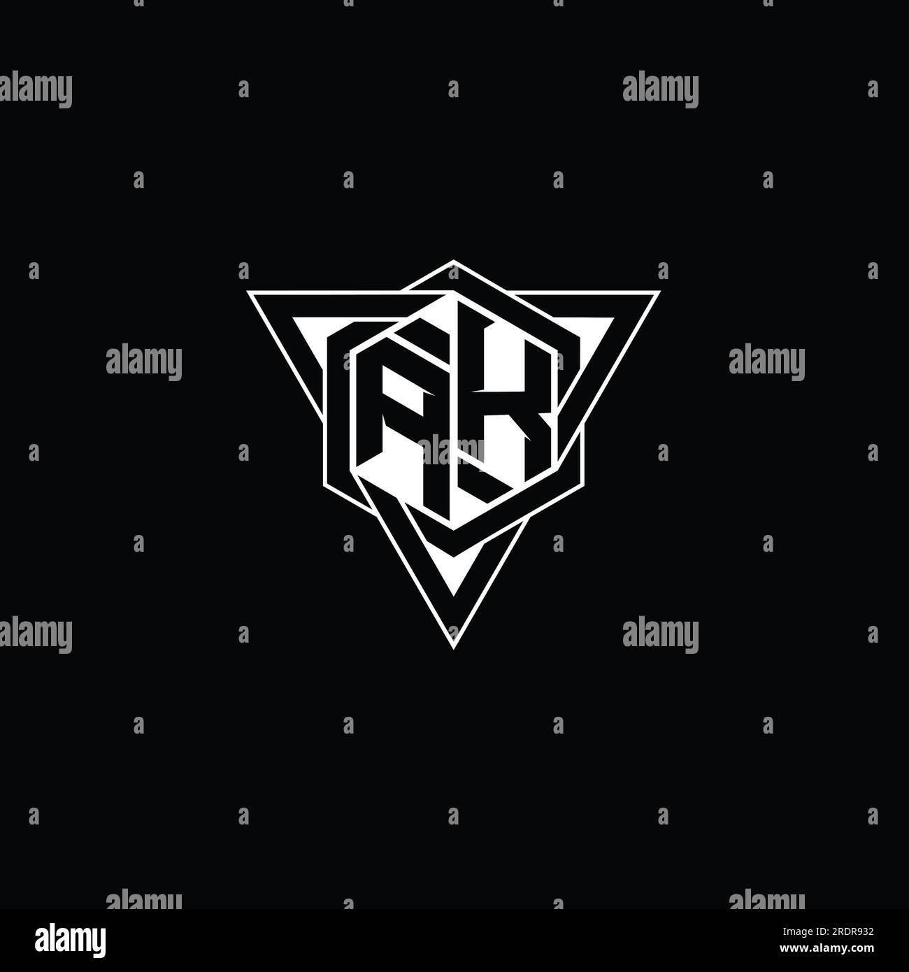 AK Letter Logo monogram hexagon shape with triangle geometric outline ...