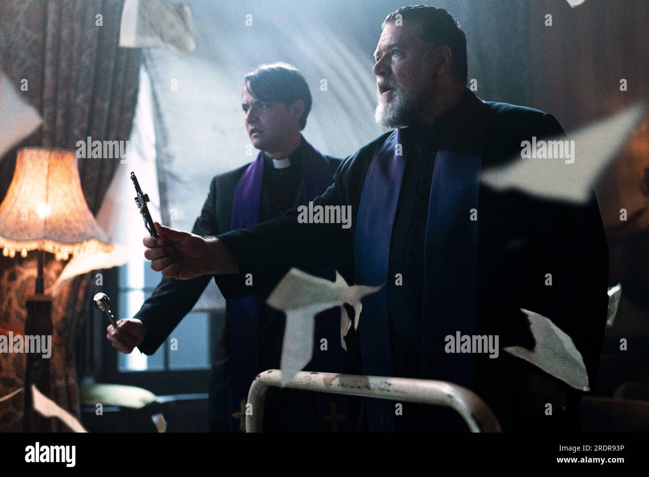 The Pope's Exorcist Daniel Zovatto & Russell Crowe Stock Photo - Alamy