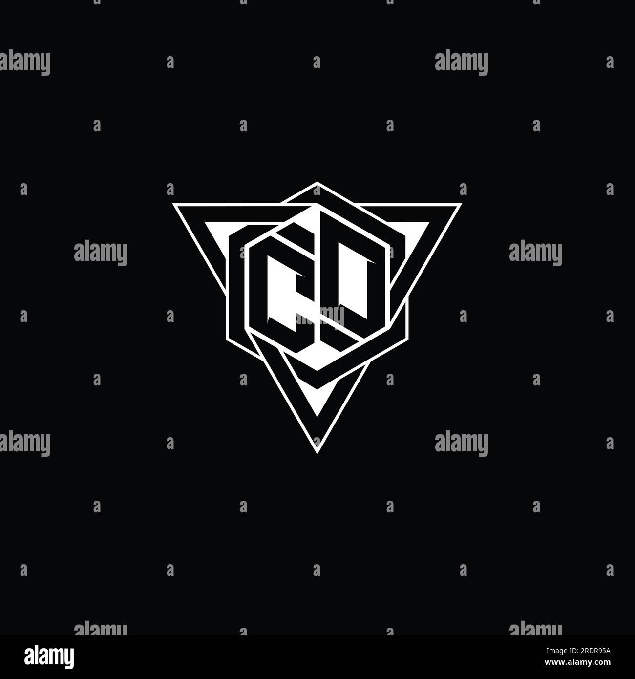 CD Letter Logo monogram hexagon shape with triangle geometric outline ...