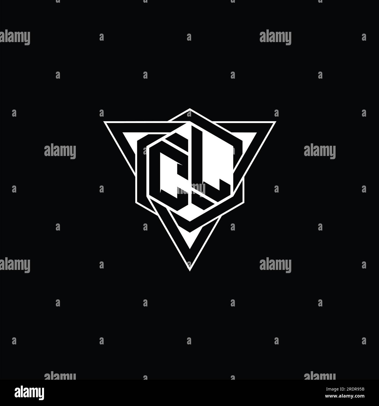 CL Letter Logo monogram hexagon shape with triangle geometric outline ...
