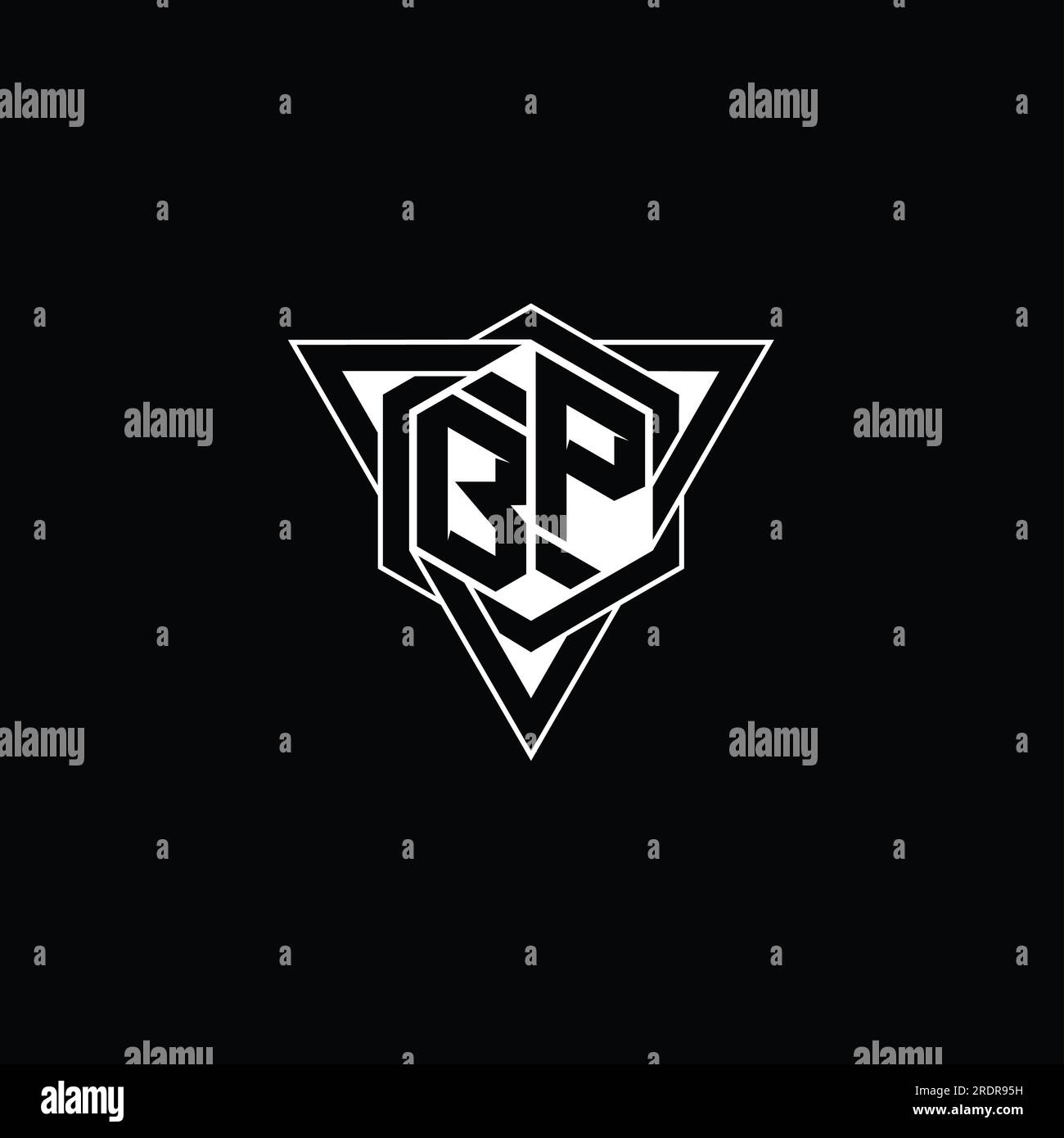 BP Letter Logo monogram hexagon shape with triangle geometric outline ...