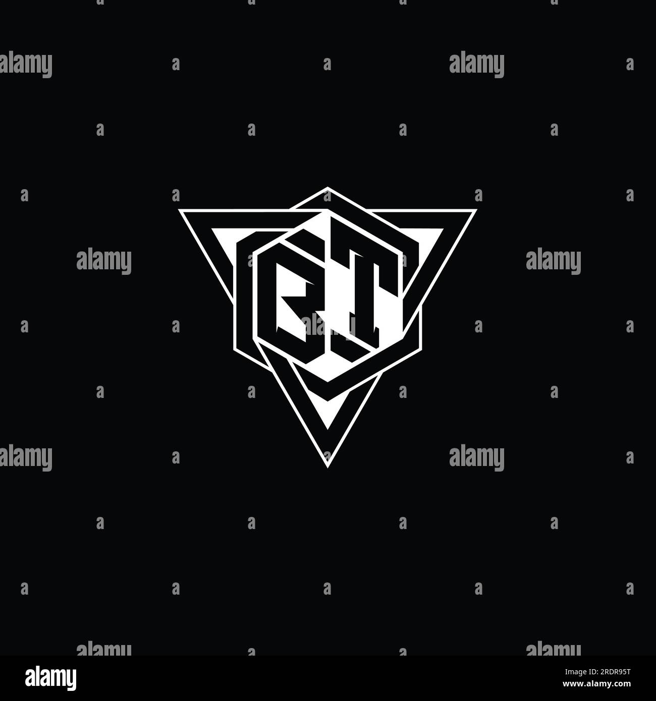 BT Letter Logo monogram hexagon shape with triangle geometric outline ...