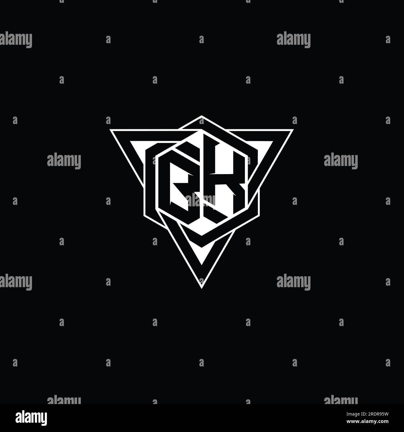 Bk Letter Logo Monogram Hexagon Shape With Triangle Geometric Outline Sharp Modern Style Design