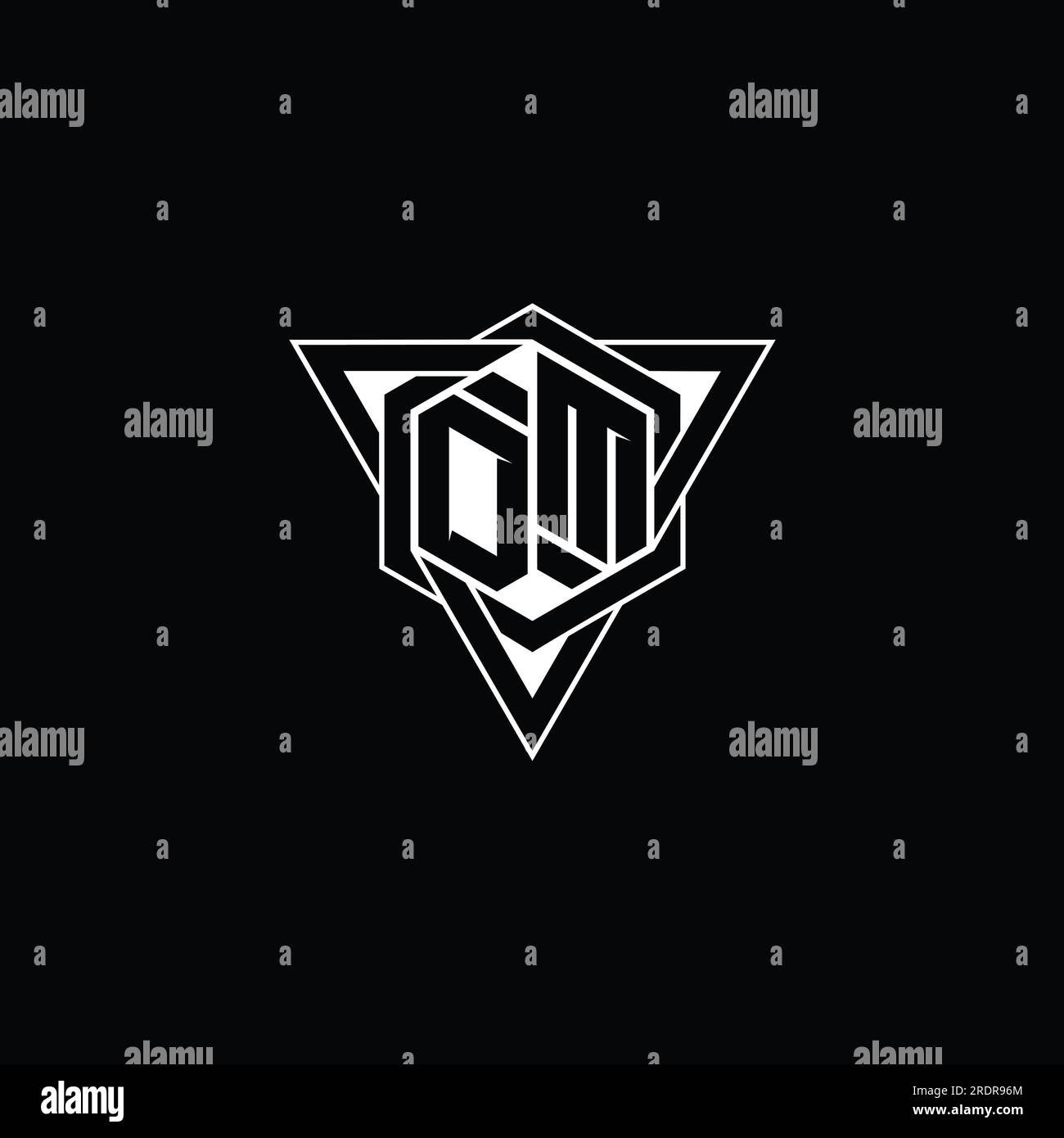 DM Letter Logo monogram hexagon shape with triangle geometric outline ...