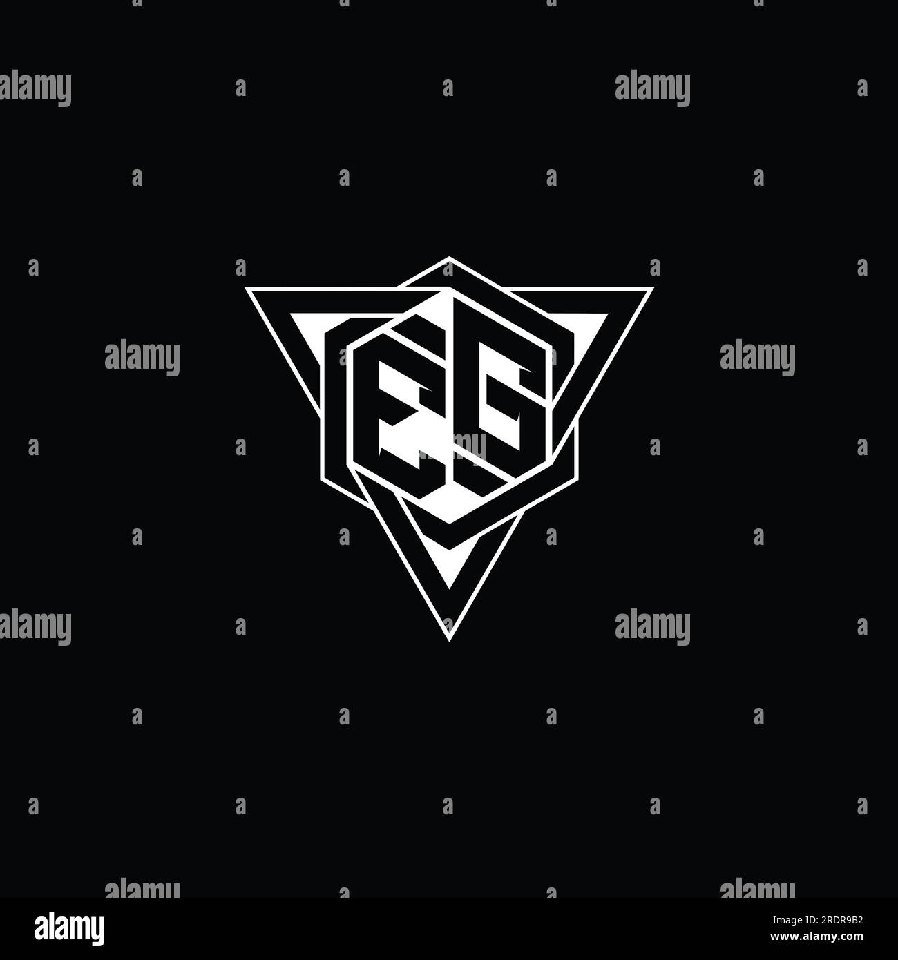 EG Letter Logo monogram hexagon shape with triangle geometric outline ...