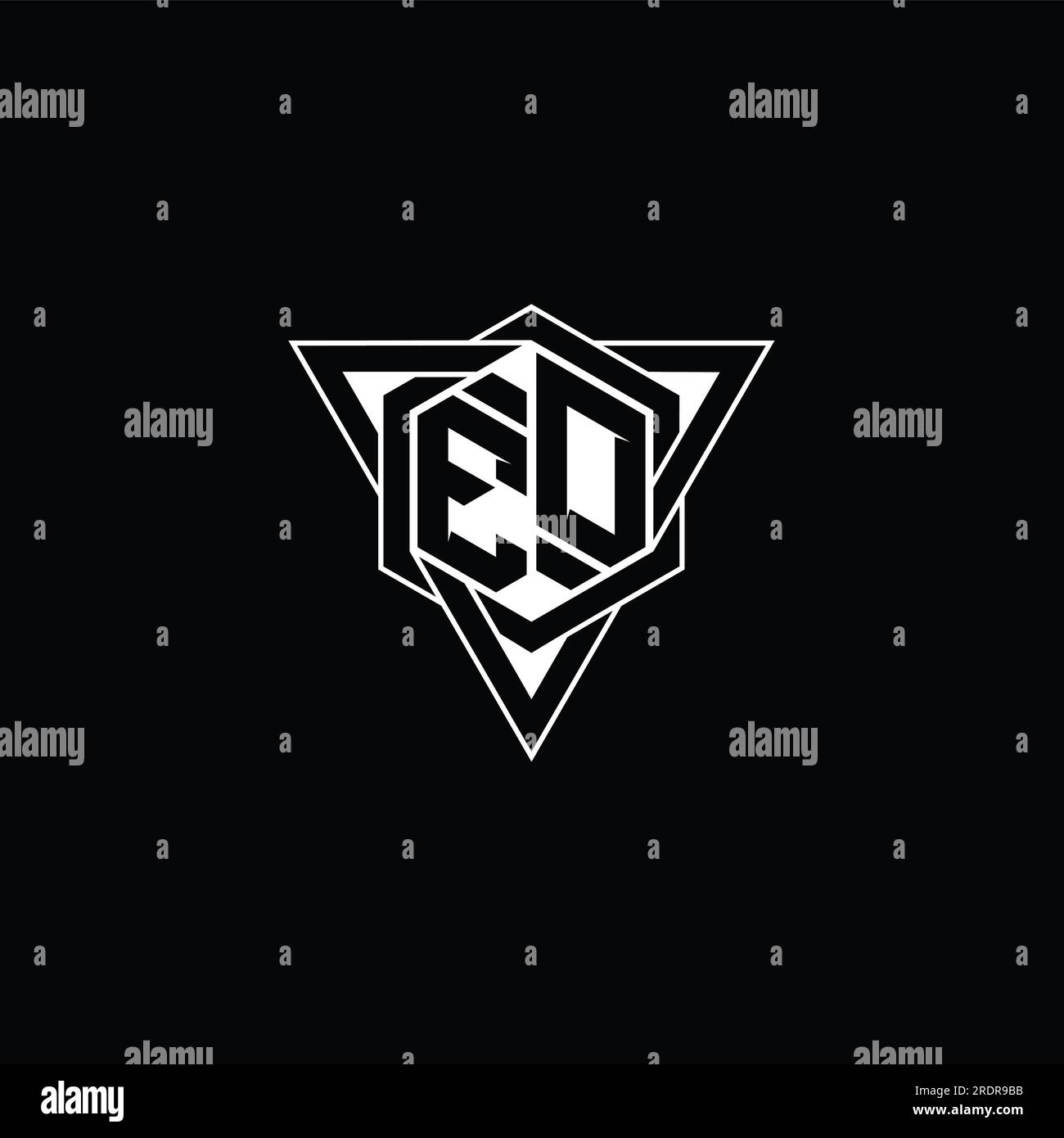 ED Letter Logo monogram hexagon shape with triangle geometric outline ...