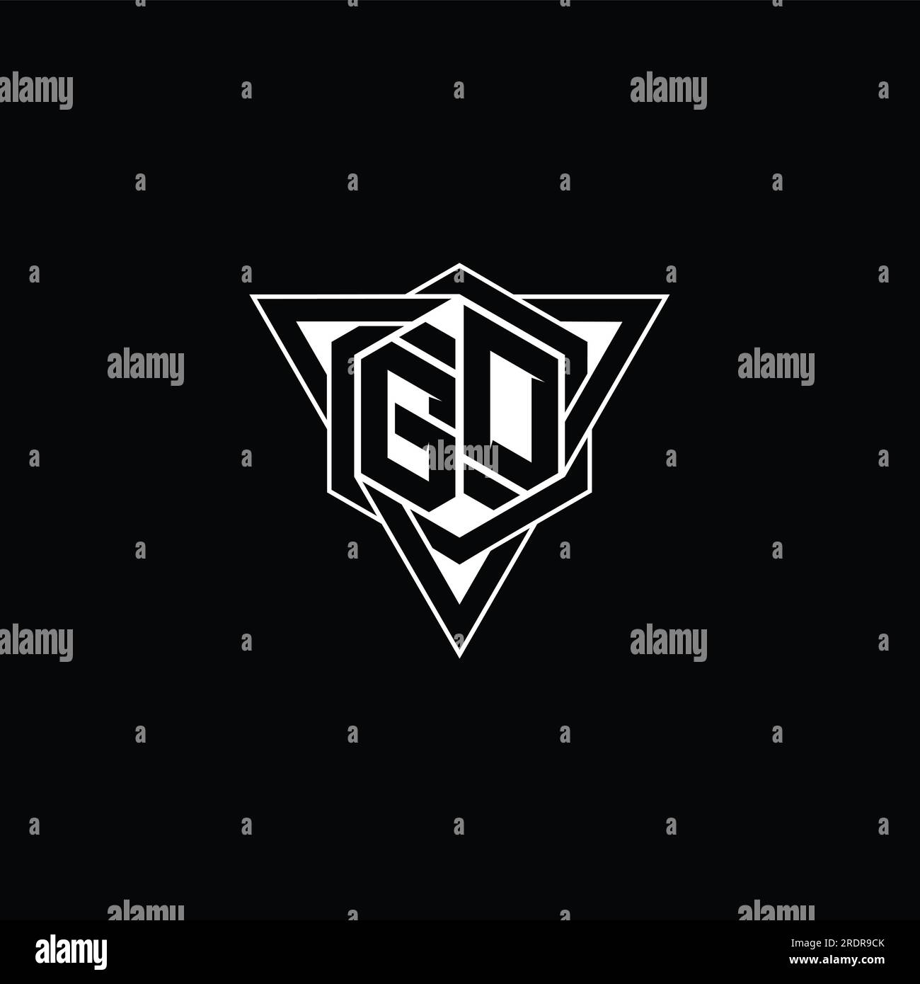 GD Letter Logo monogram hexagon shape with triangle geometric outline ...