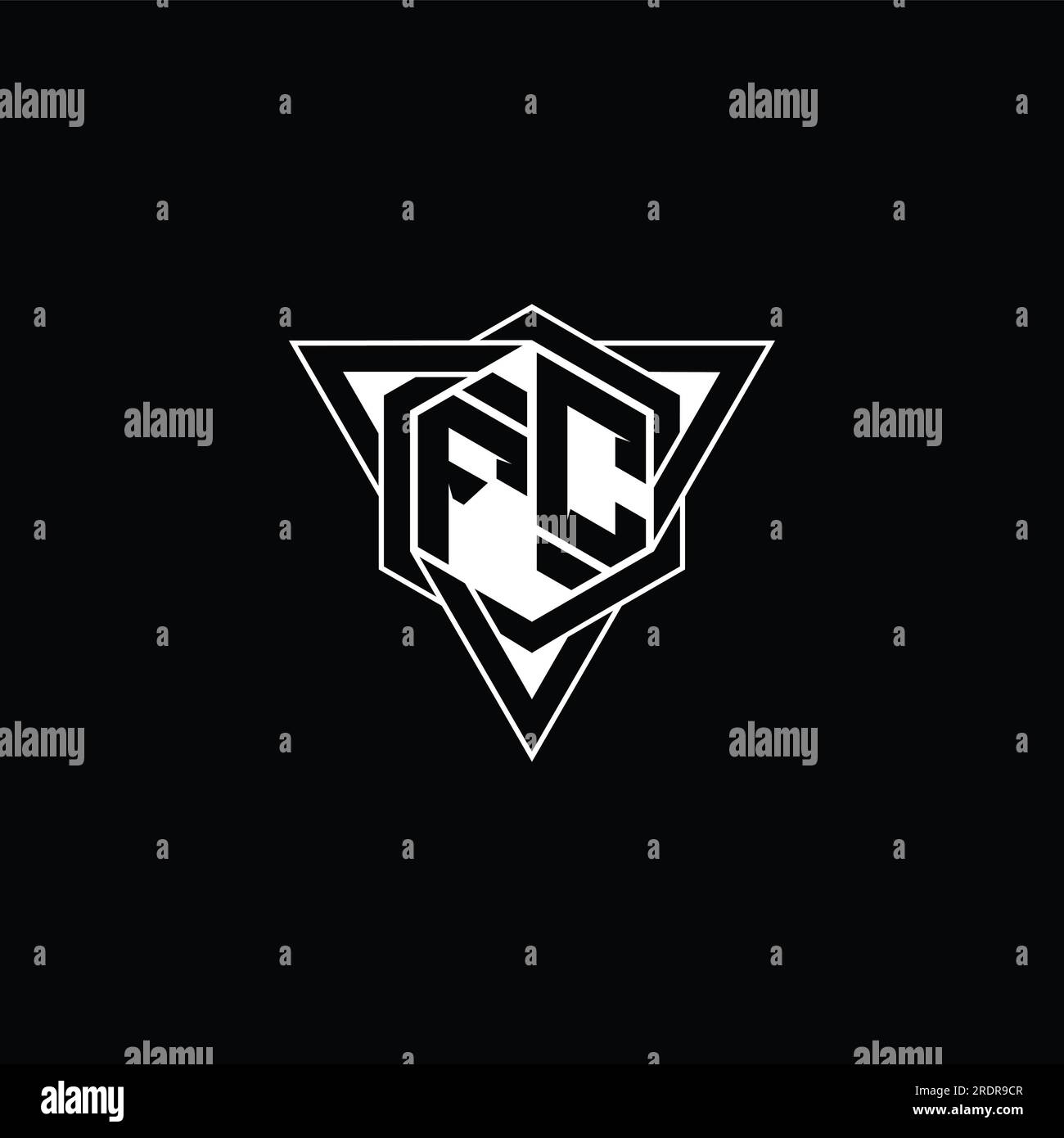FC Letter Logo monogram hexagon shape with triangle geometric outline ...