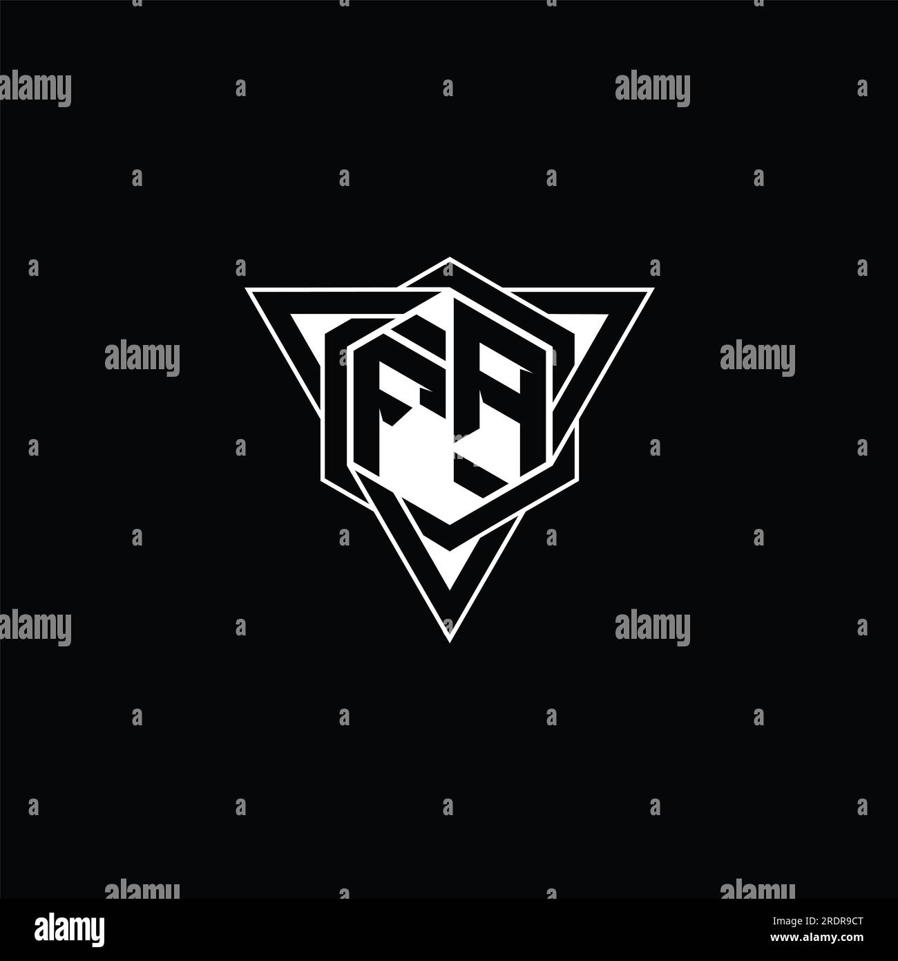 FA Letter Logo monogram hexagon shape with triangle geometric outline sharp modern style design ...