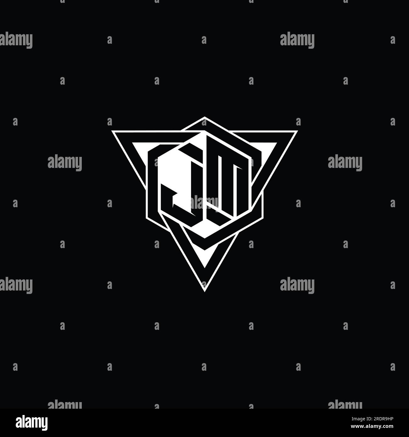 JM Letter Logo monogram hexagon shape with triangle geometric outline ...