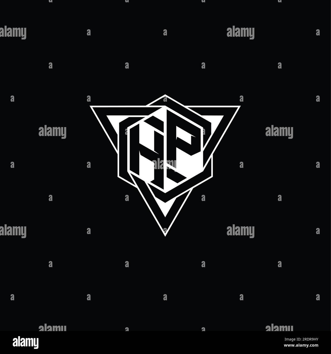 HP Letter Logo monogram hexagon shape with triangle geometric outline ...