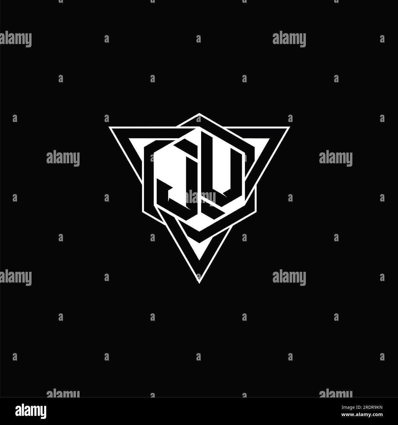 JV Letter Logo monogram hexagon shape with triangle geometric outline ...