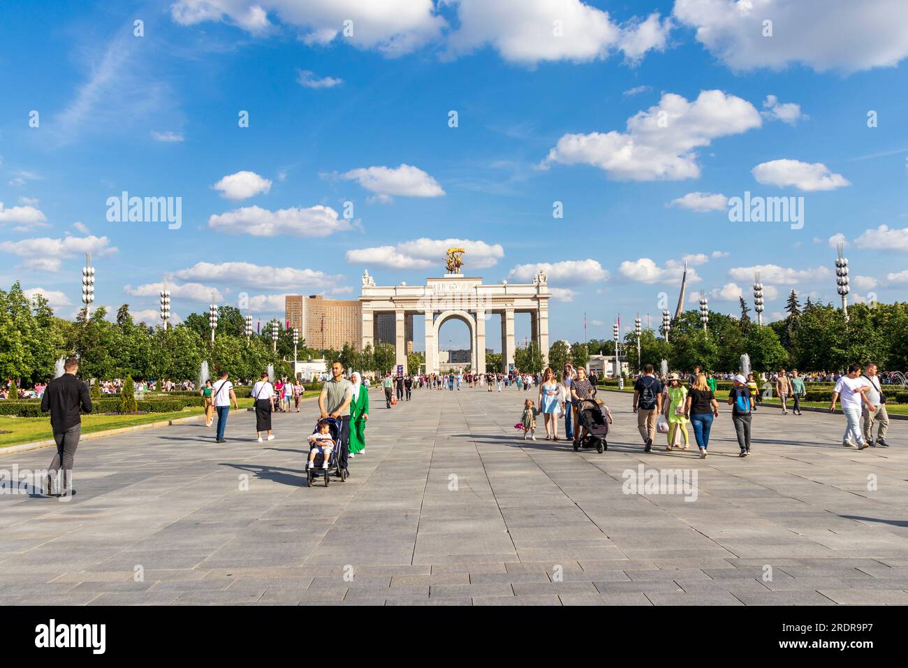 Moscow, Russia - 07.09.2023 - Visitors at Exhibition of Achievements of ...
