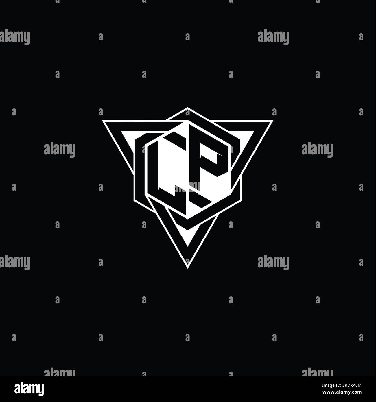 LP Letter Logo monogram hexagon shape with triangle geometric outline ...