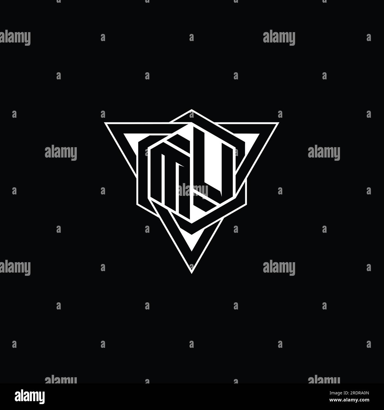 MU Letter Logo monogram hexagon shape with triangle geometric outline ...
