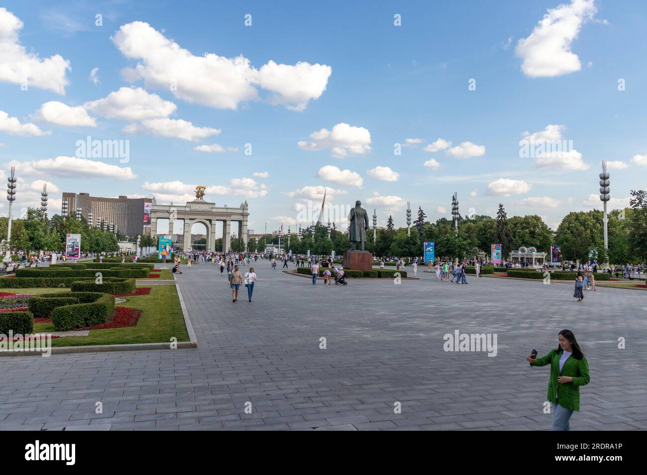 Moscow, Russia - 07.09.2023 - Visitors at Exhibition of Achievements of ...