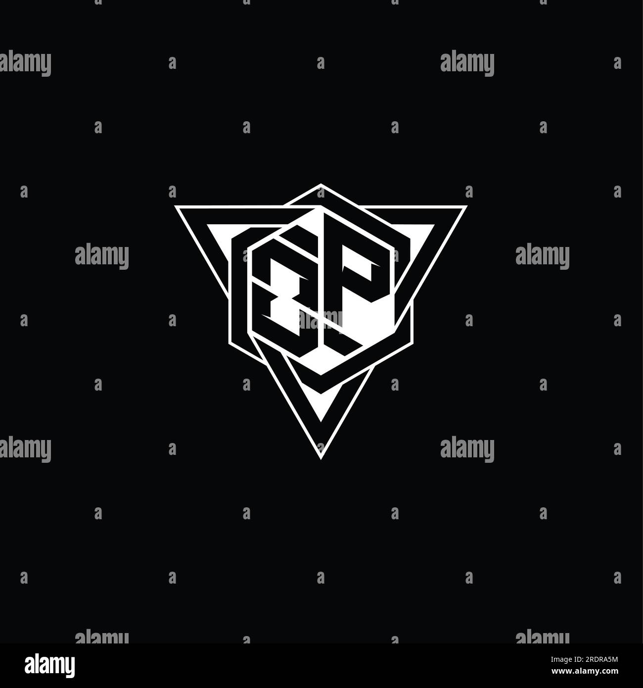 OP Letter Logo monogram hexagon shape with triangle geometric outline ...