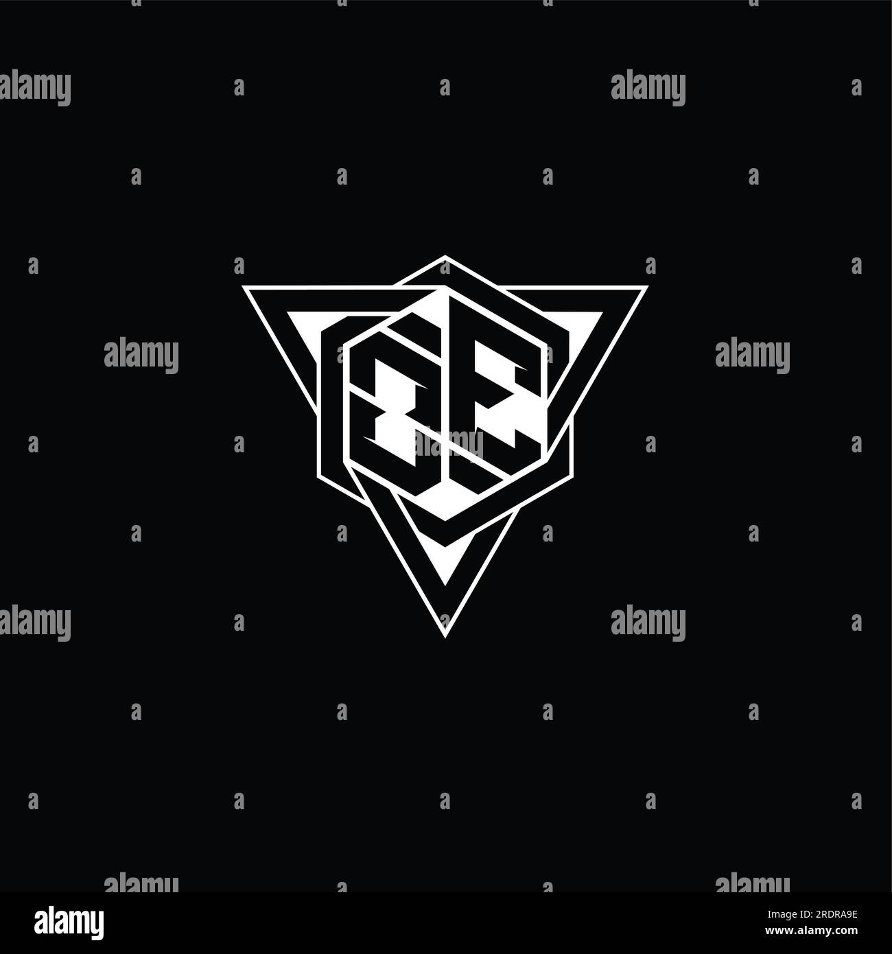 OE Letter Logo monogram hexagon shape with triangle geometric outline ...