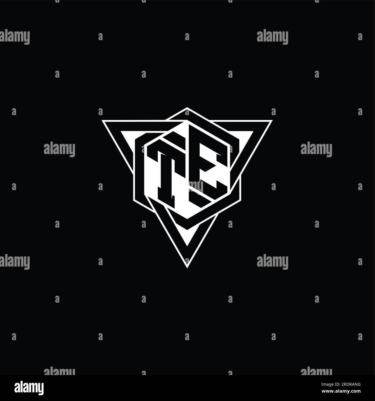 TE Letter Logo monogram hexagon shape with triangle geometric outline ...