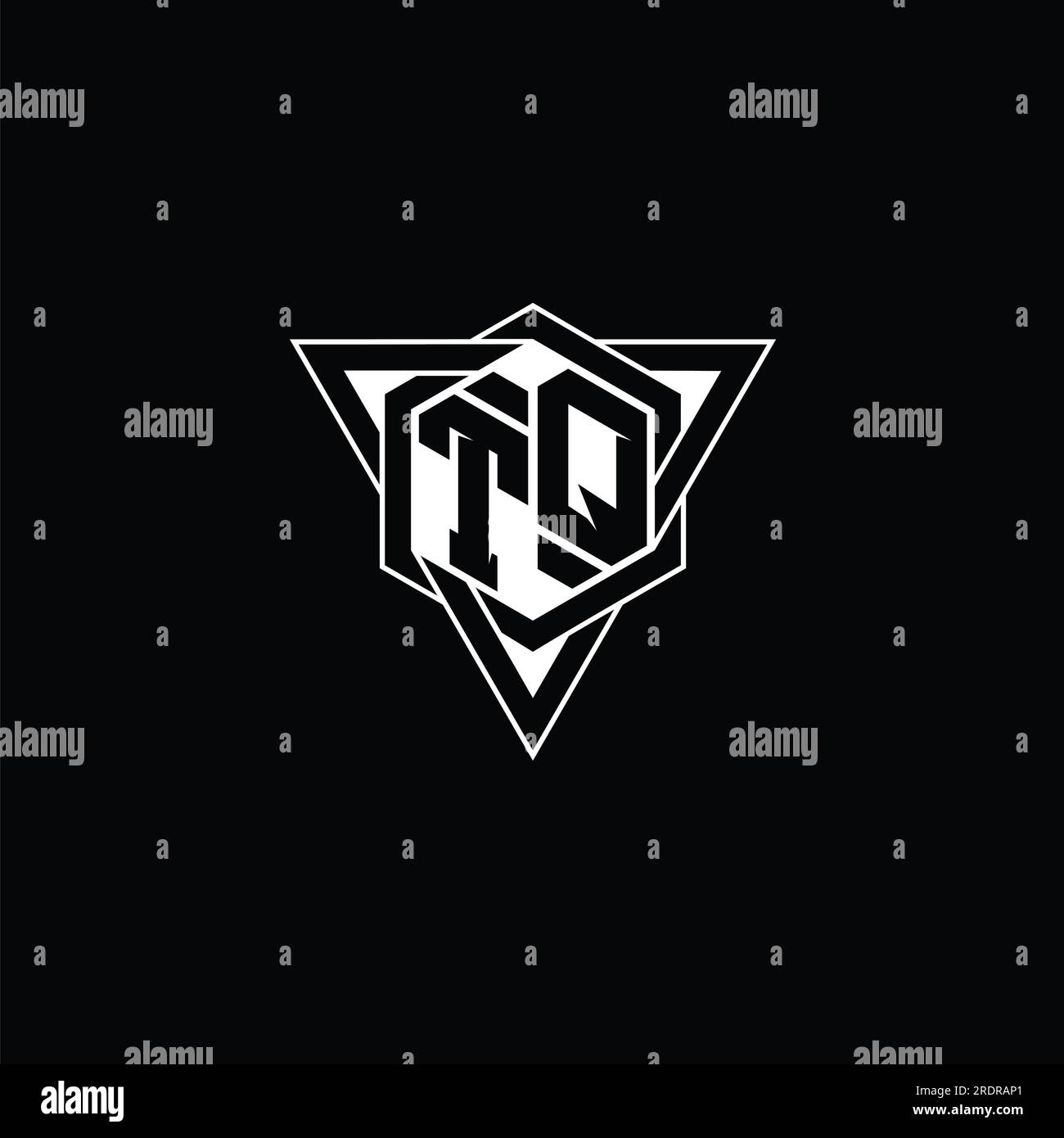 TQ Letter Logo monogram hexagon shape with triangle geometric outline ...