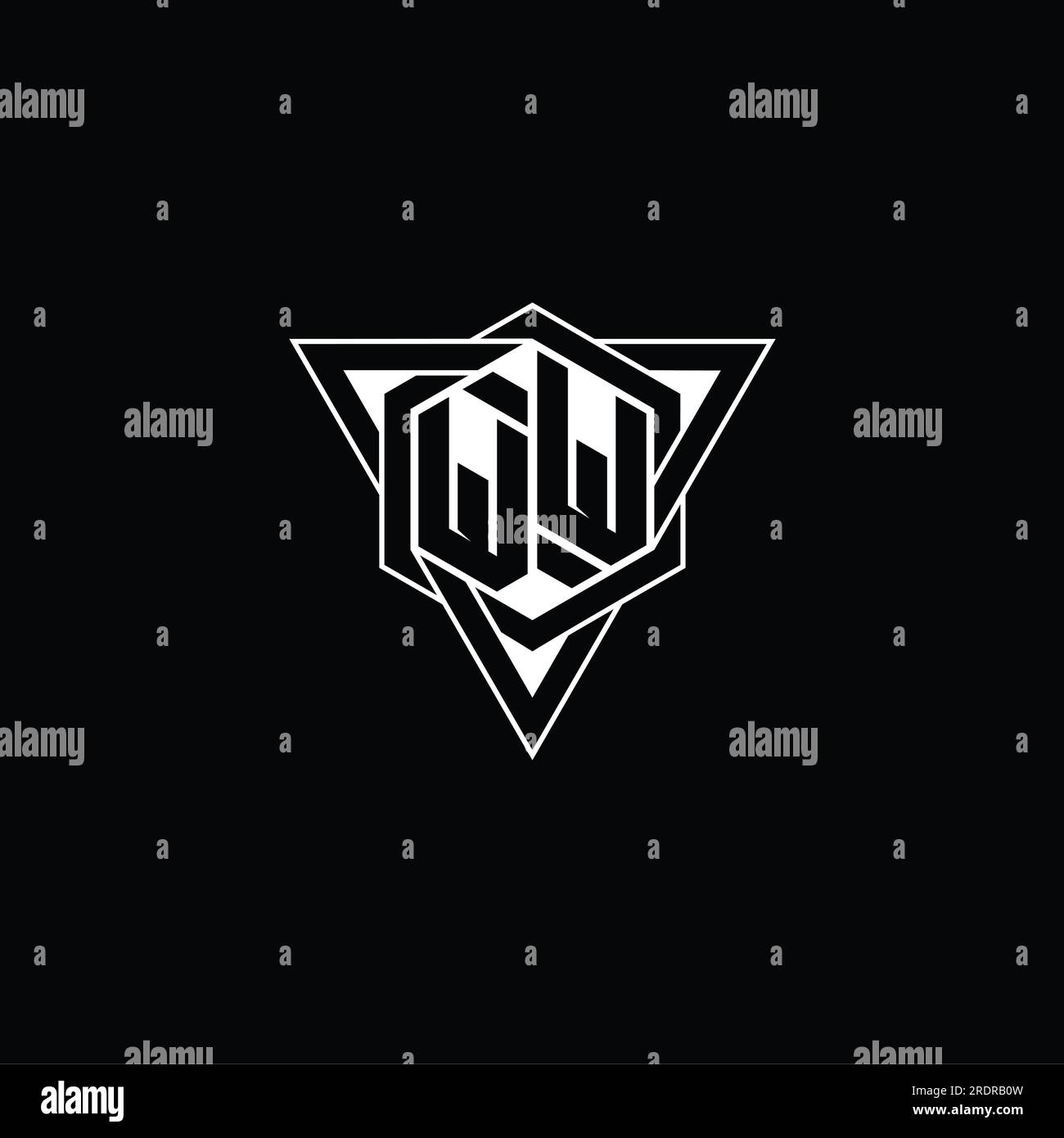 WW Letter Logo monogram hexagon shape with triangle geometric outline sharp modern style design ...