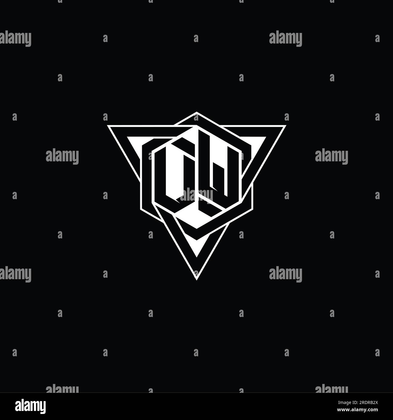 VW Letter Logo monogram hexagon shape with triangle geometric outline sharp modern style design ...