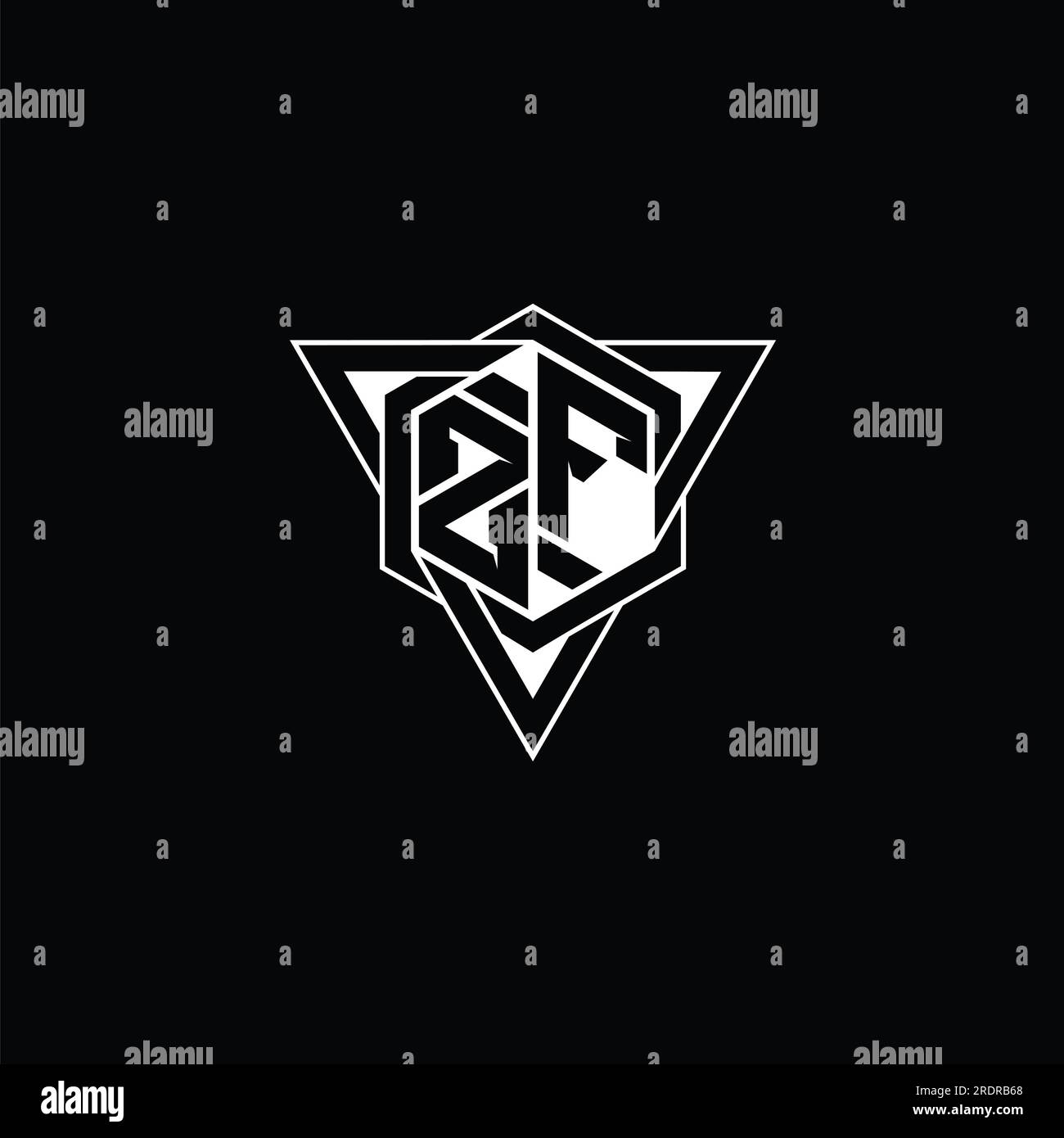 ZF Letter Logo monogram hexagon shape with triangle geometric outline ... ZF Letter Logo monogram hexagon shape with triangle geometric outline ...