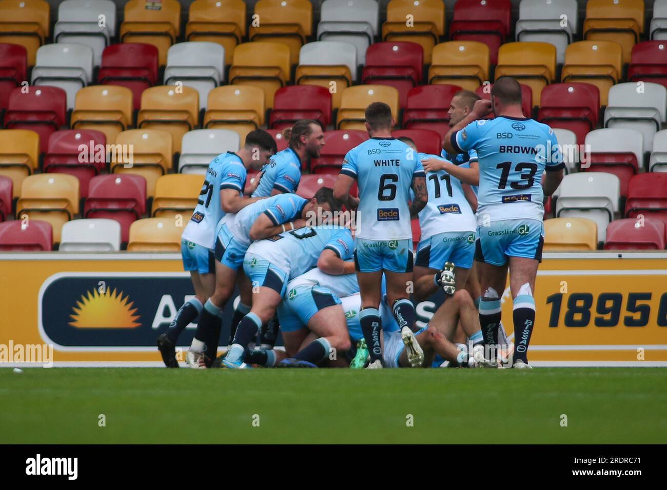 York, UK. 12th Sep, 2020. Batley celebrate their try *** during the ...