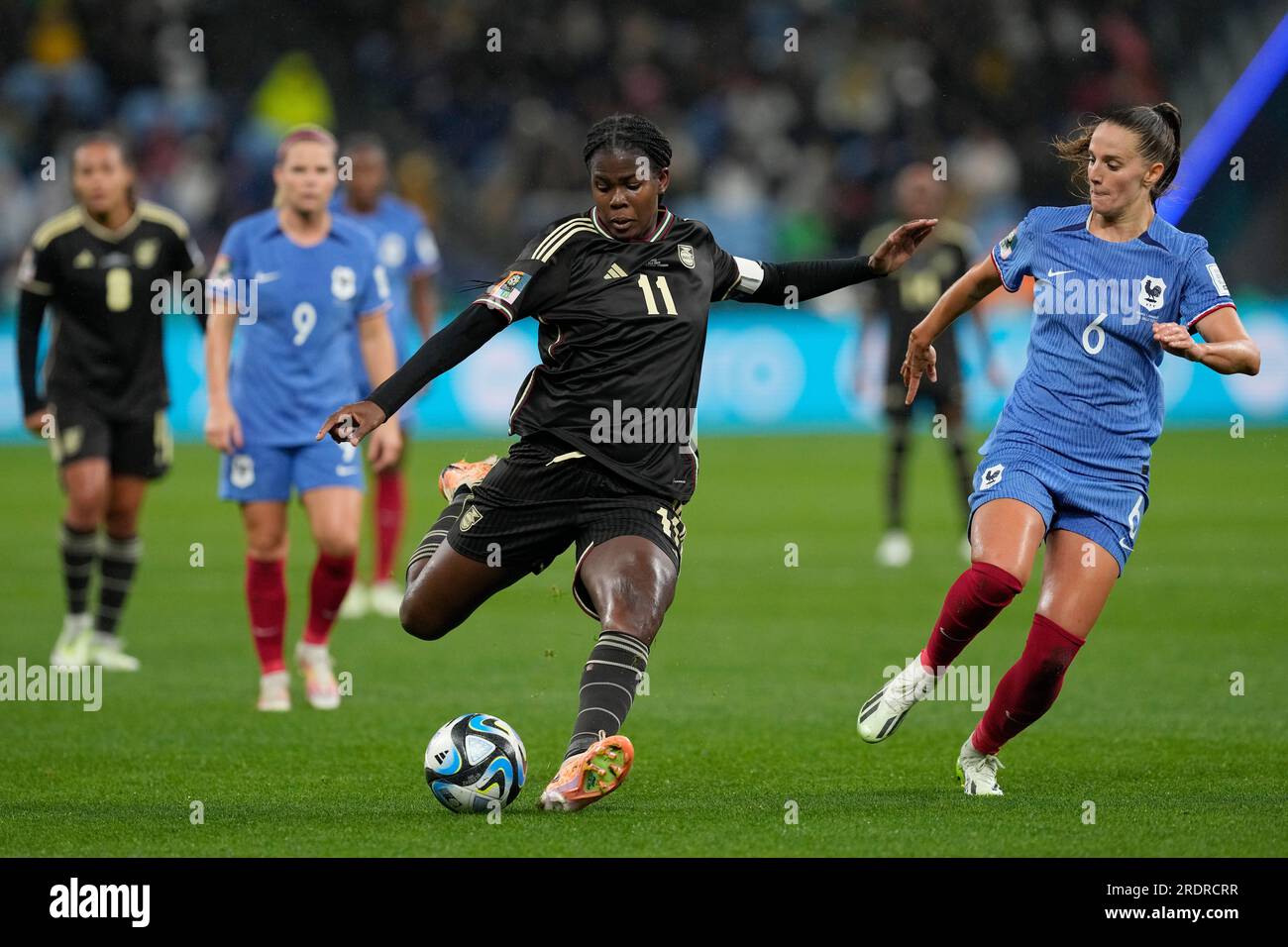 Jamaica's Khadija Shaw gets in a shot during the Women's World Cup ...