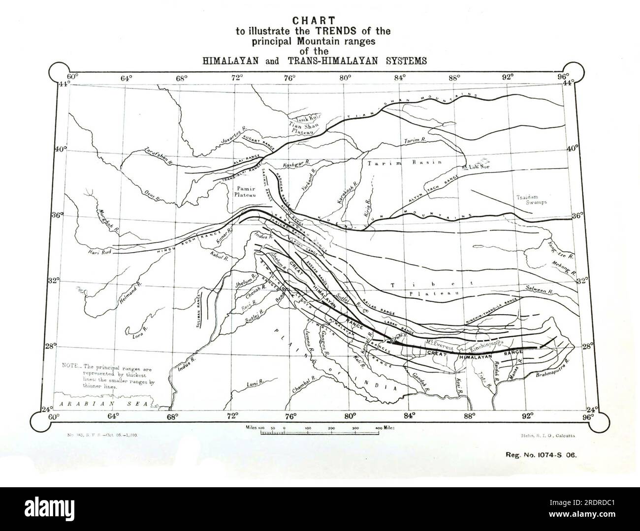 Map of the Himalayan ranges Stock Photo - Alamy