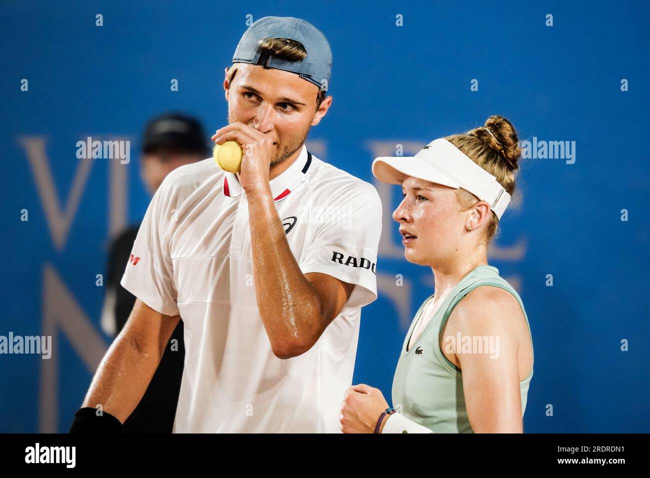 Leandro Riedi and Celine Naef for the Swiss team against Holger Rune ...