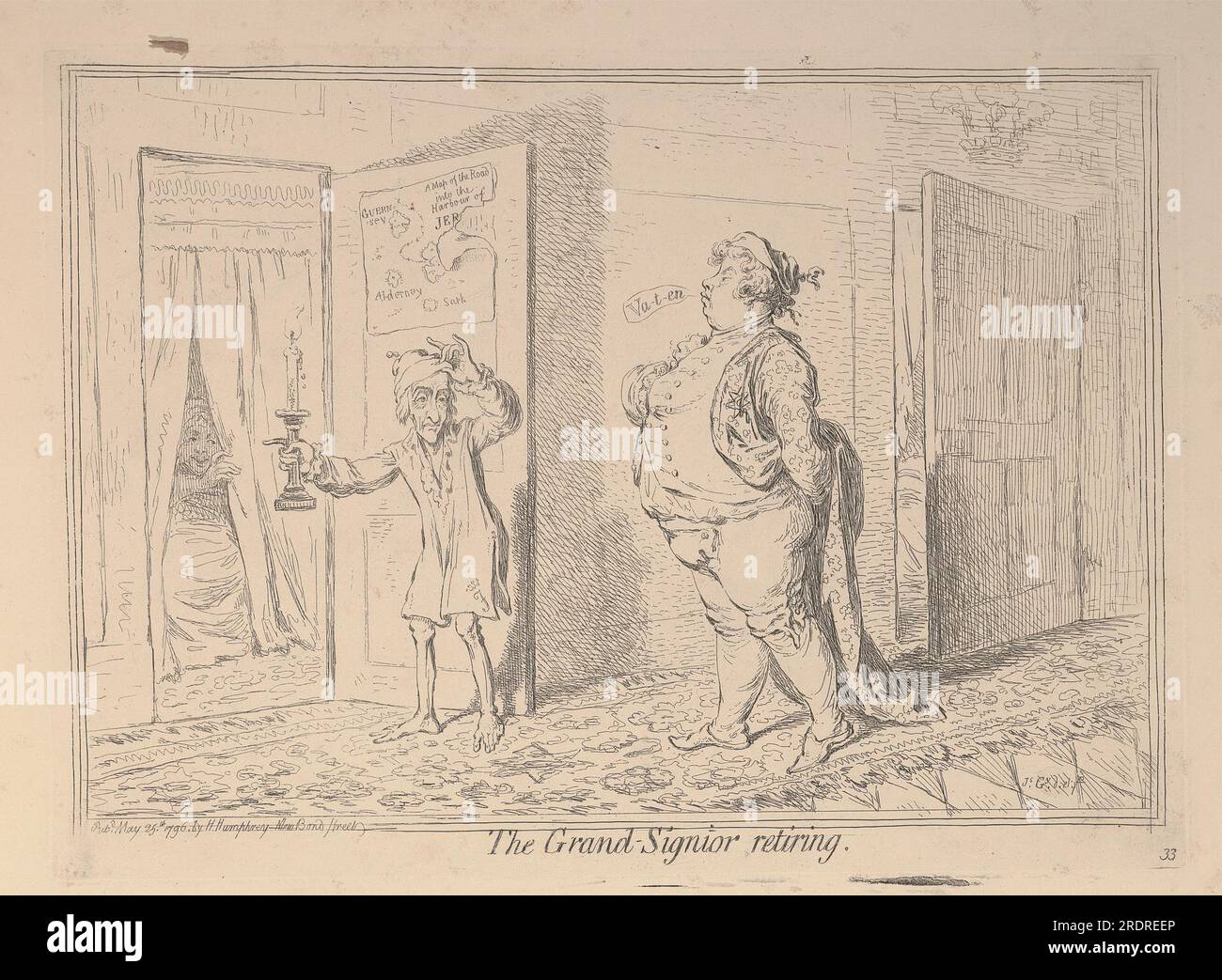 The Grand - Signior retiring 1796 by James Gillray Stock Photo - Alamy